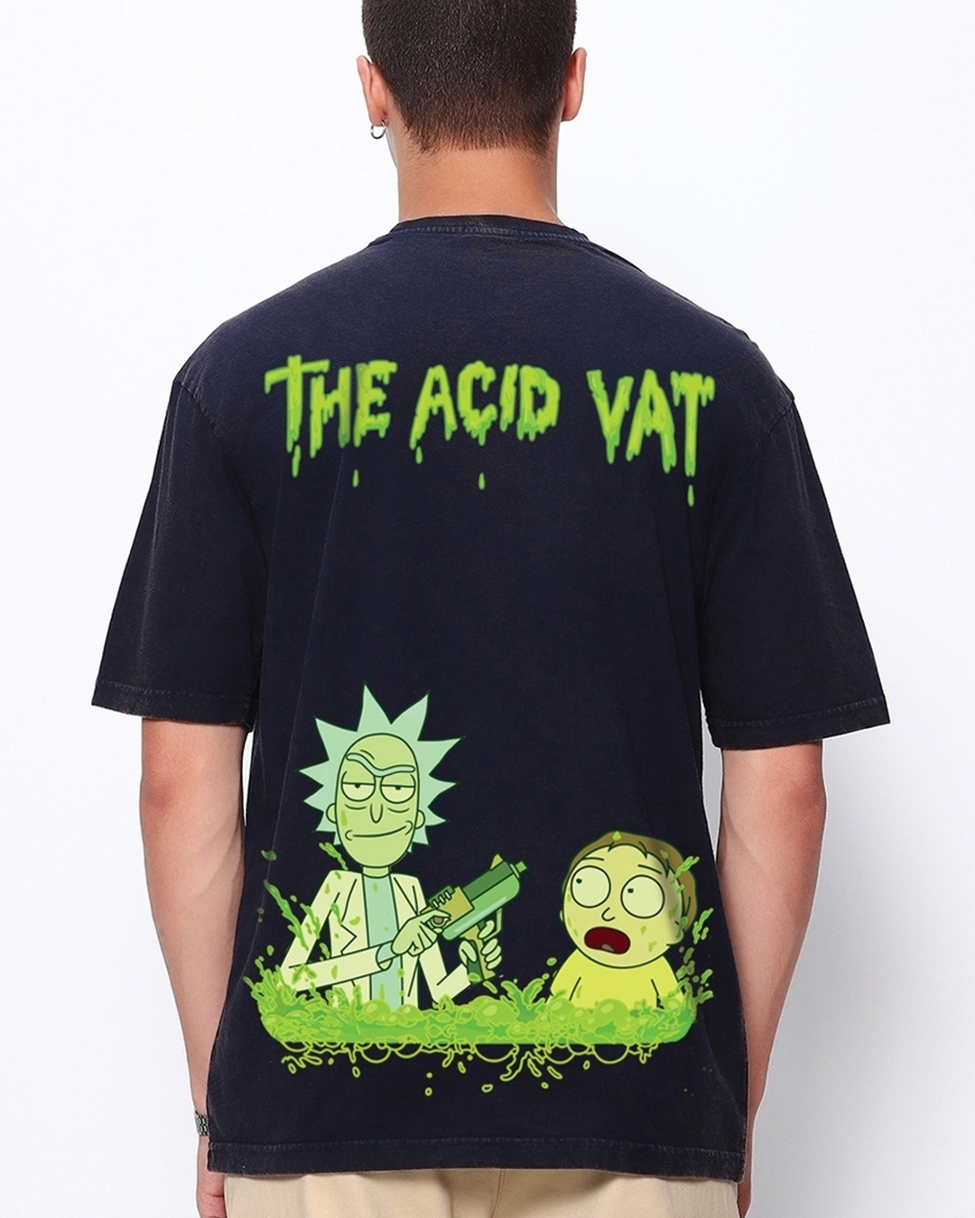 Buy Men's Blue The Acid Vat Graphic Printed Oversized Acid Wash T-shirt ...