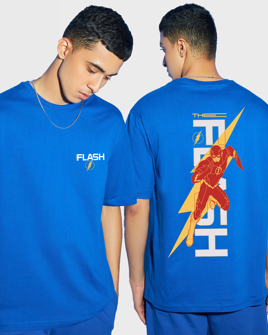 Buy Men's Blue The Flash Graphic Printed Oversized T-shirt Online at ...
