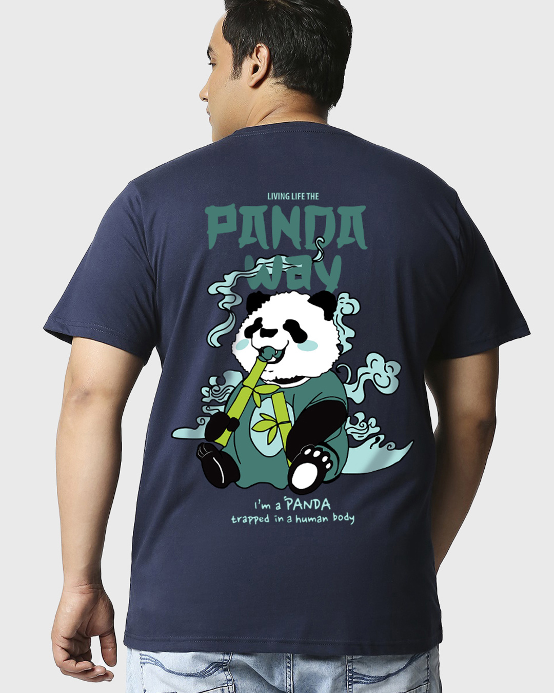 Buy Men's Blue The Panda Way Graphic Printed Oversized Plus Size T ...