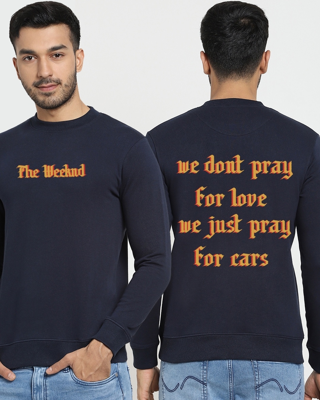 Buy Men's Blue The Weeknd Typography Oversized Sweatshirt Online at ...