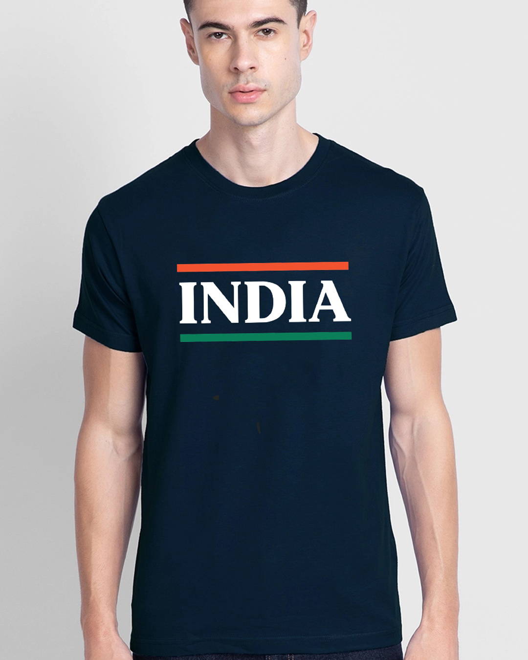 Buy Men's Blue Tri Color Typography T-shirt Online at Bewakoof
