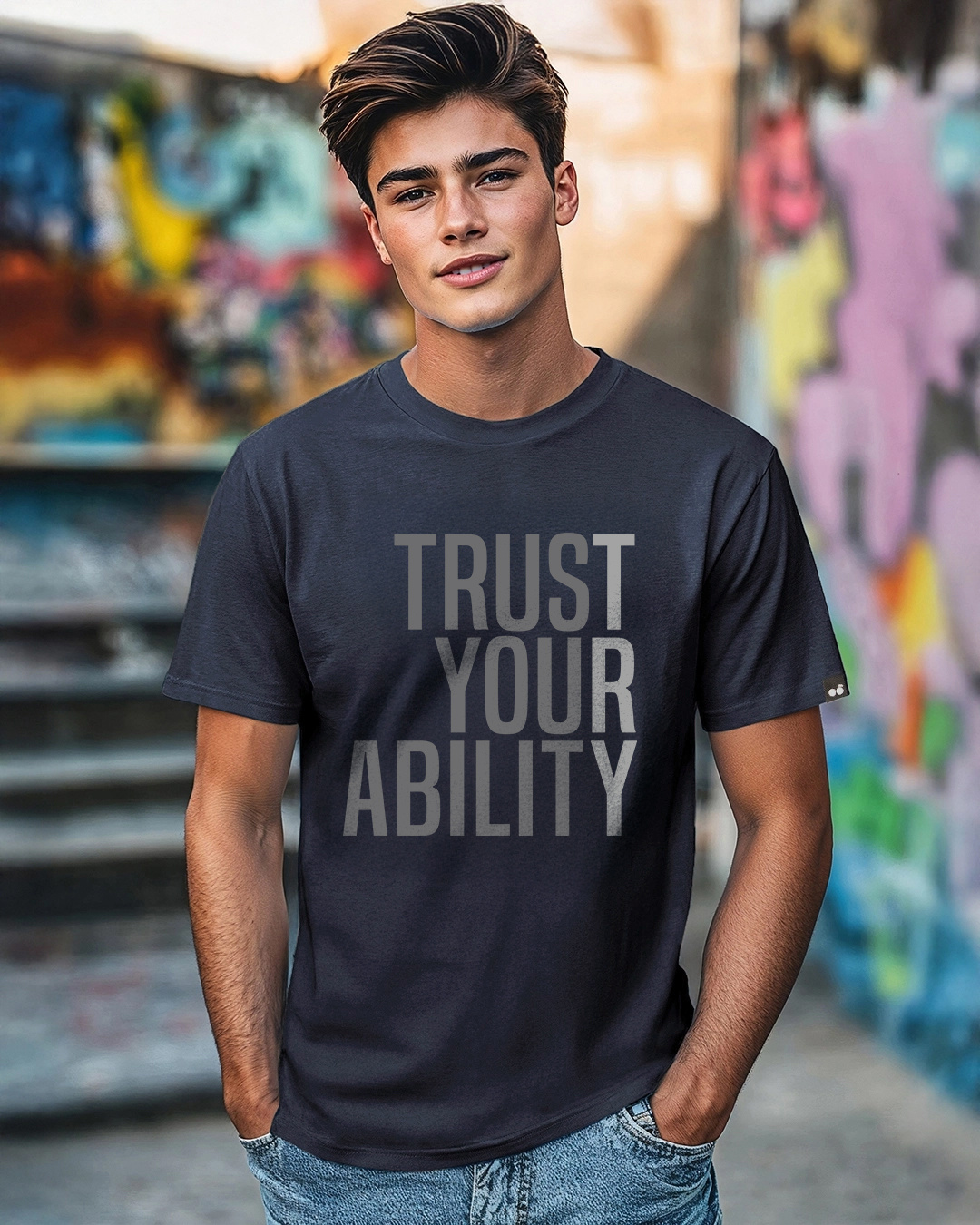 Buy Men's Blue Trust Your Ability Typography T-shirt Online at Bewakoof