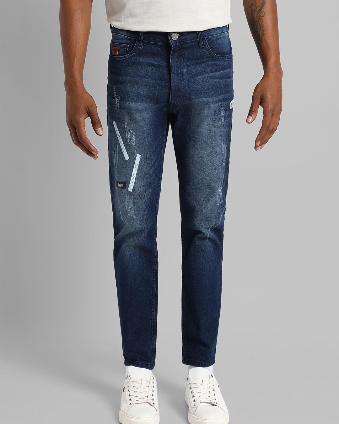 Buy Men's Blue Typographic Jeans Online at Bewakoof