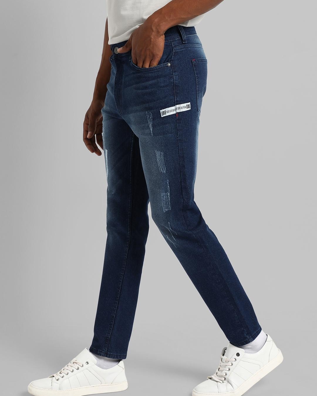 Buy Men's Blue Typographic Jeans Online at Bewakoof