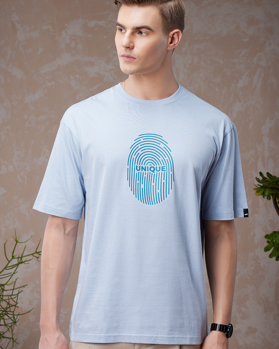 Buy Men's Blue Unique Graphic Printed Oversized T-shirt Online at Bewakoof