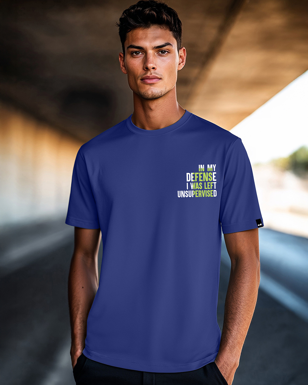 Buy Men's Blue Unsupervised Typography T-shirt Online at Bewakoof