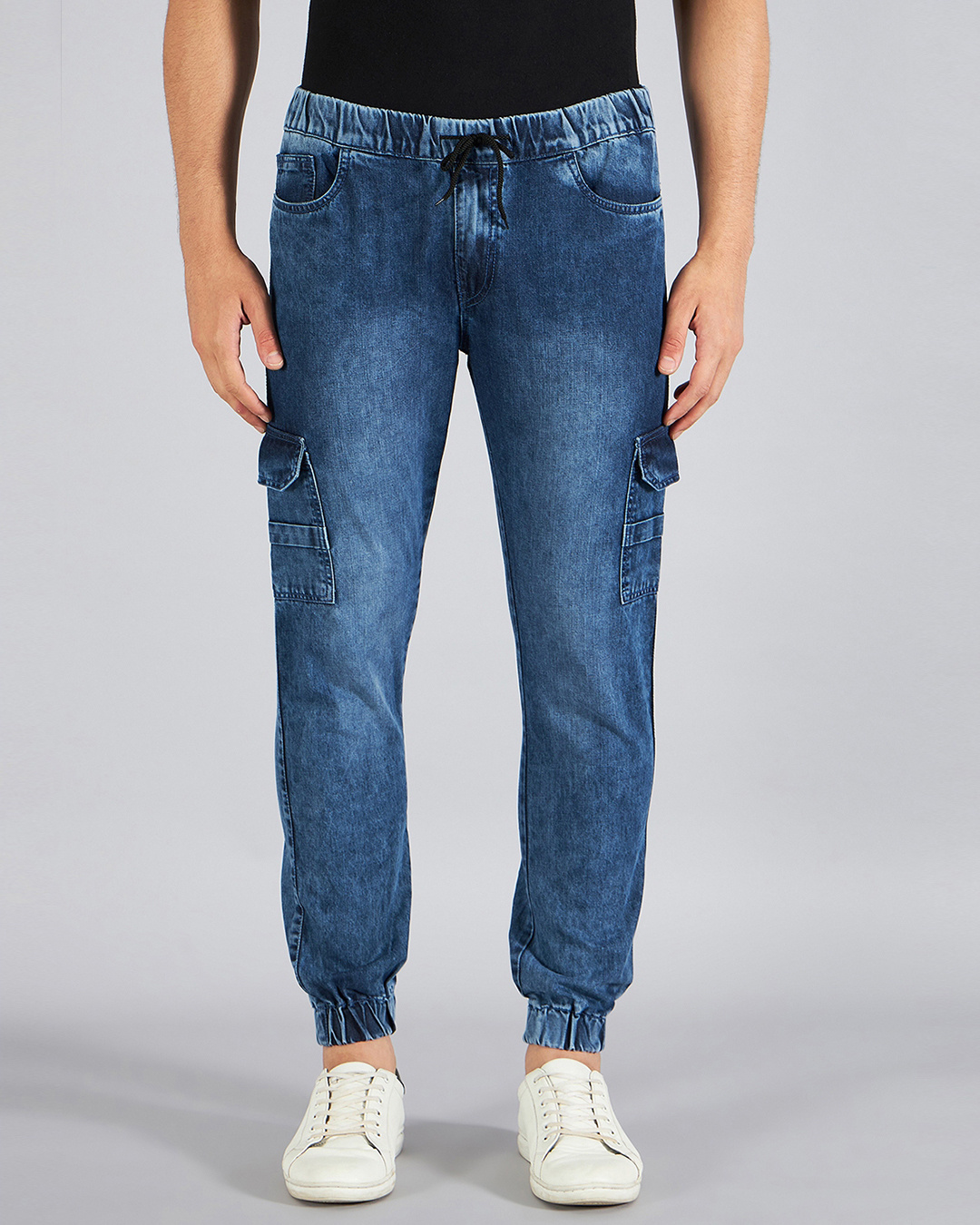 Buy Men's Blue Washed Cargo Jogger Jeans for Men Blue Online at Bewakoof