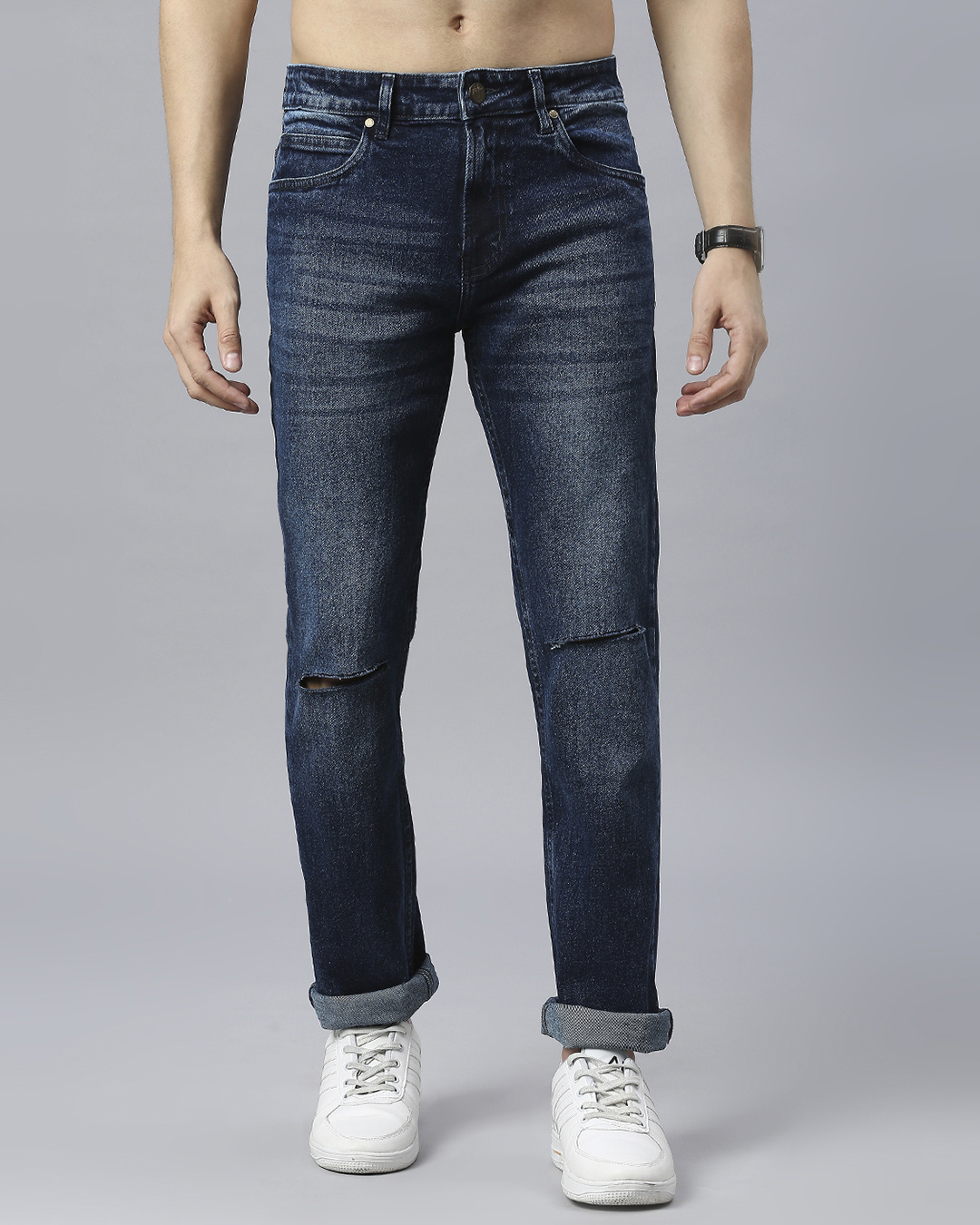 Buy Men's Blue Washed Jeans Online at Bewakoof