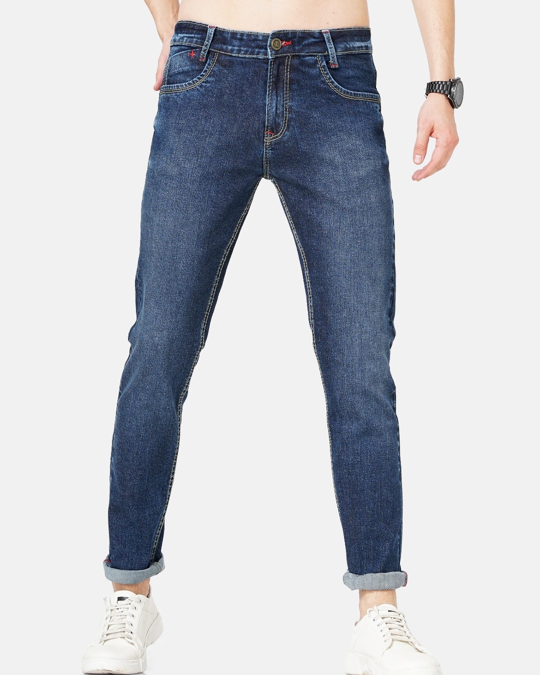 Buy Men's Blue Washed Slim Fit Jeans Online at Bewakoof