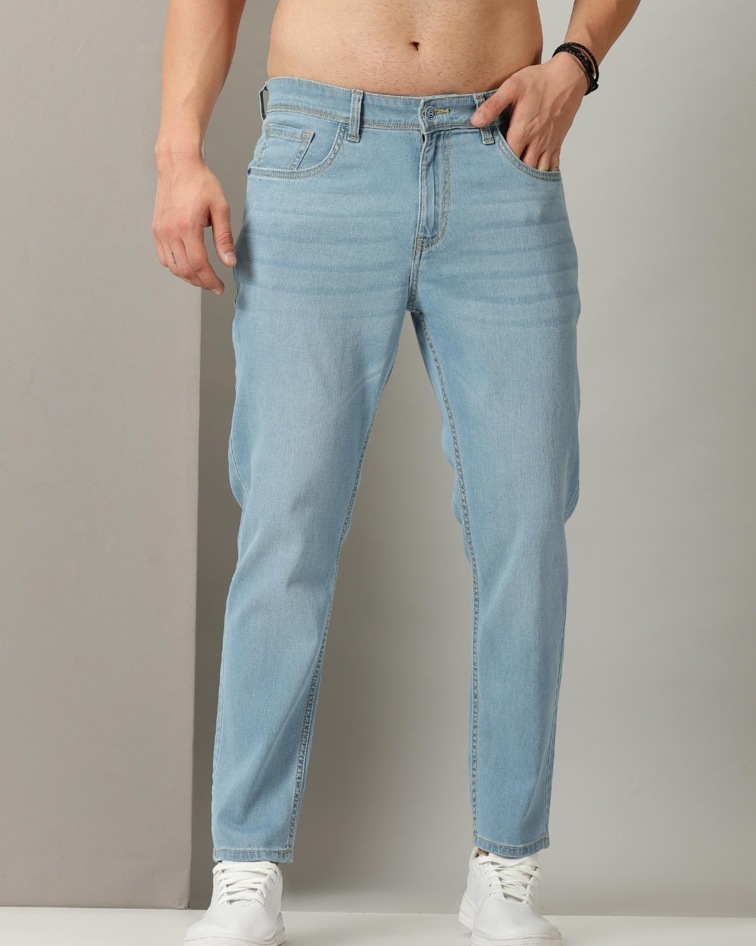 Buy Men's Blue Washed Slim Fit Jeans Online at Bewakoof