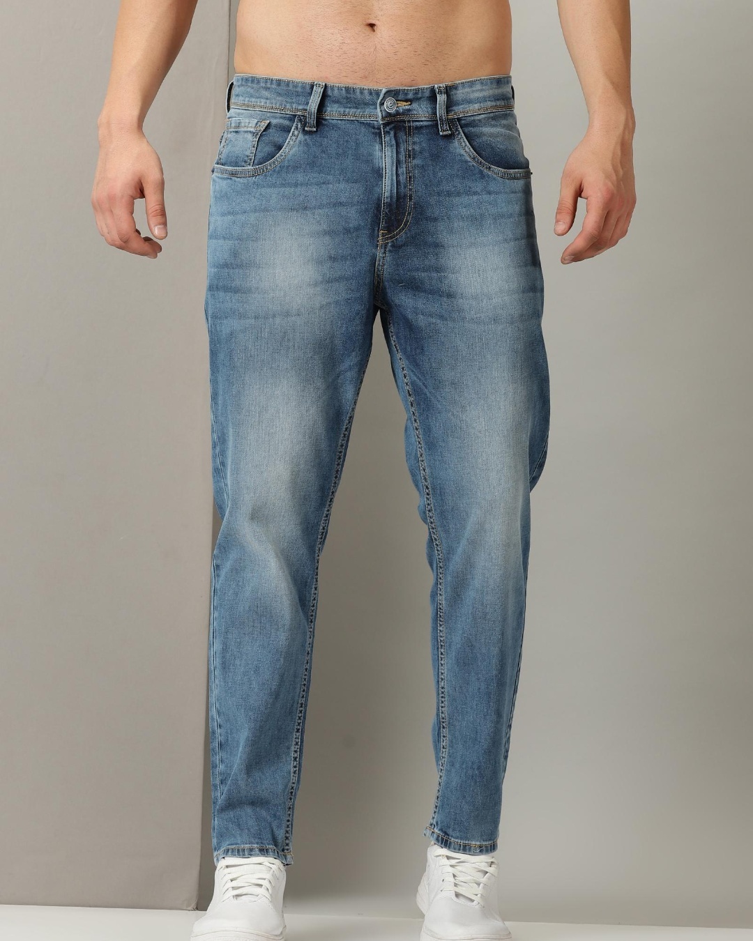 Buy Men's Blue Washed Slim Fit Jeans Online at Bewakoof
