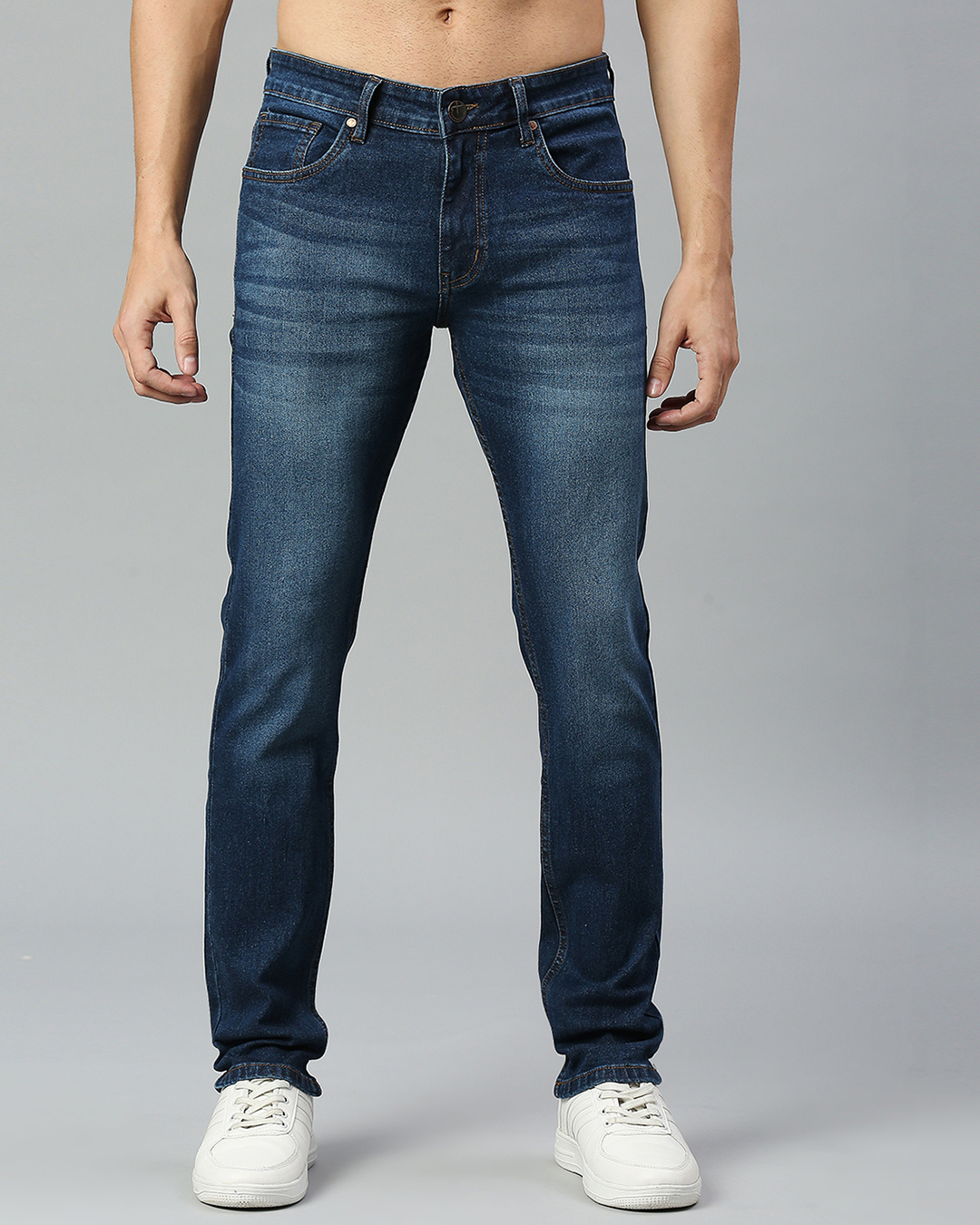Buy Men's Blue Washed Slim Fit Jeans Online at Bewakoof