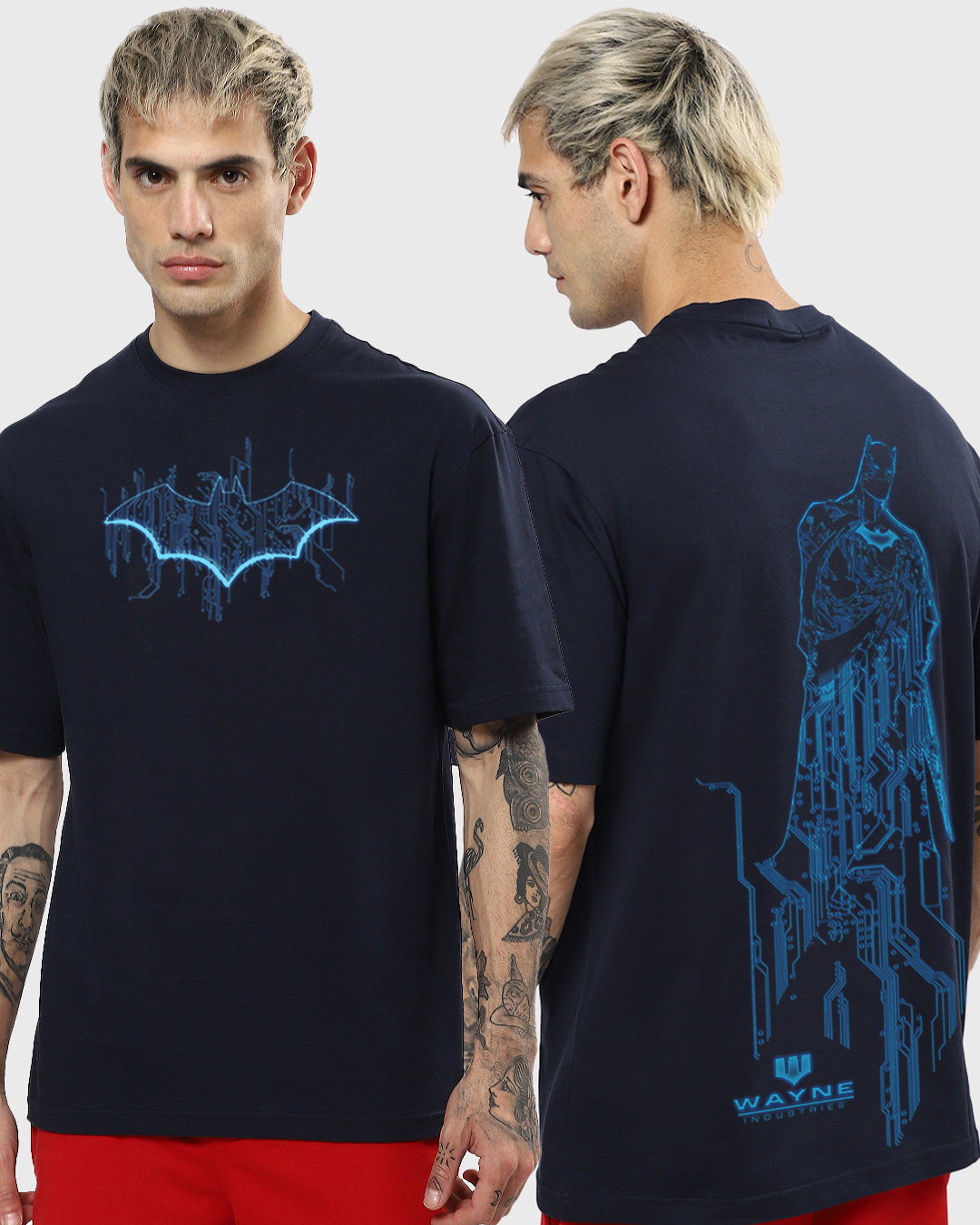 Buy Men's Blue Wayne Tech Graphic Printed Oversized T-shirt Online at ...