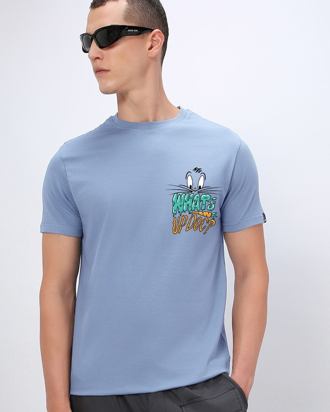 Buy Men's Blue What's Up Doc Graphic Printed T-shirt Online at Bewakoof