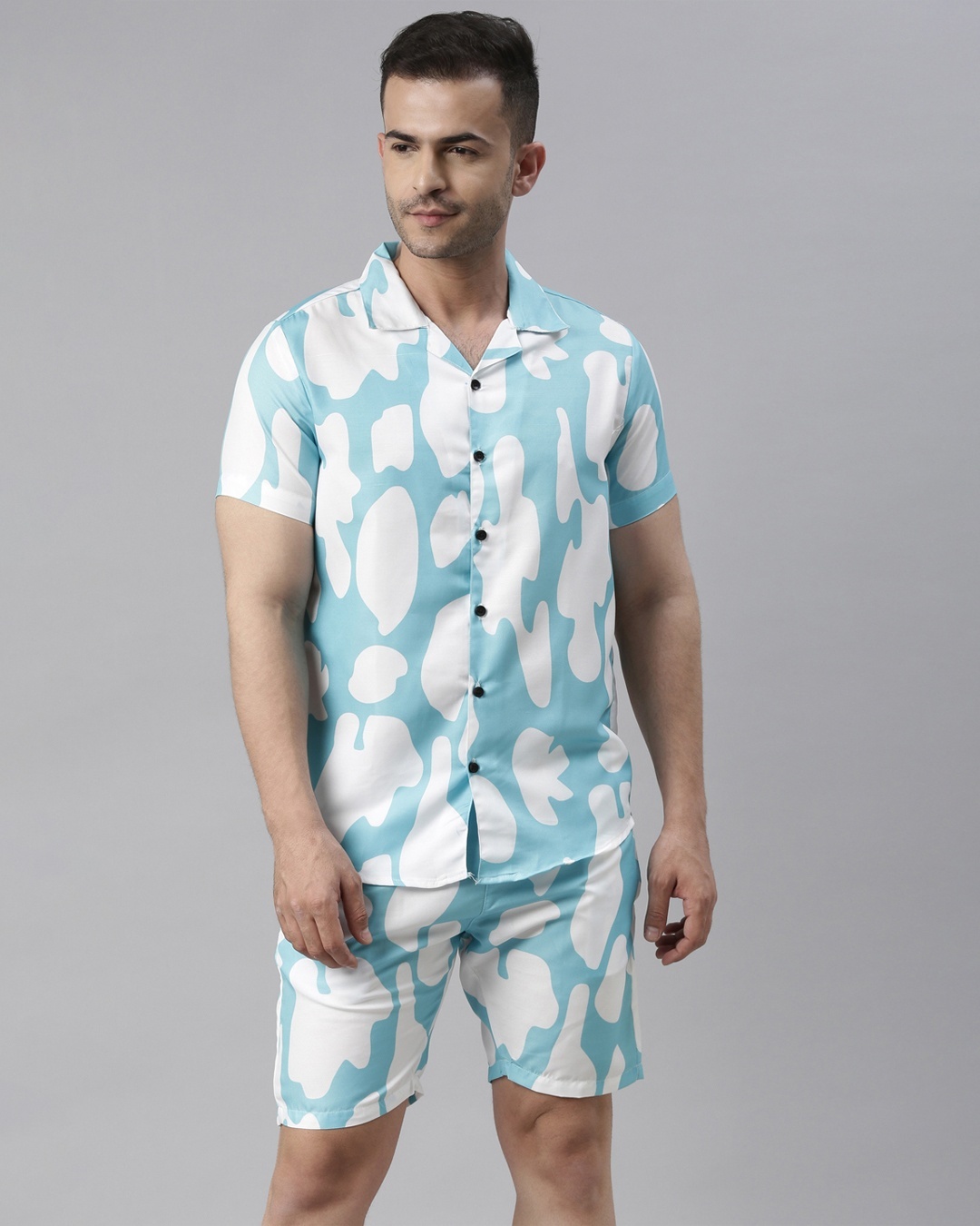 Buy Men's Blue & White All Over Printed Co-ord Set Online in India at ...