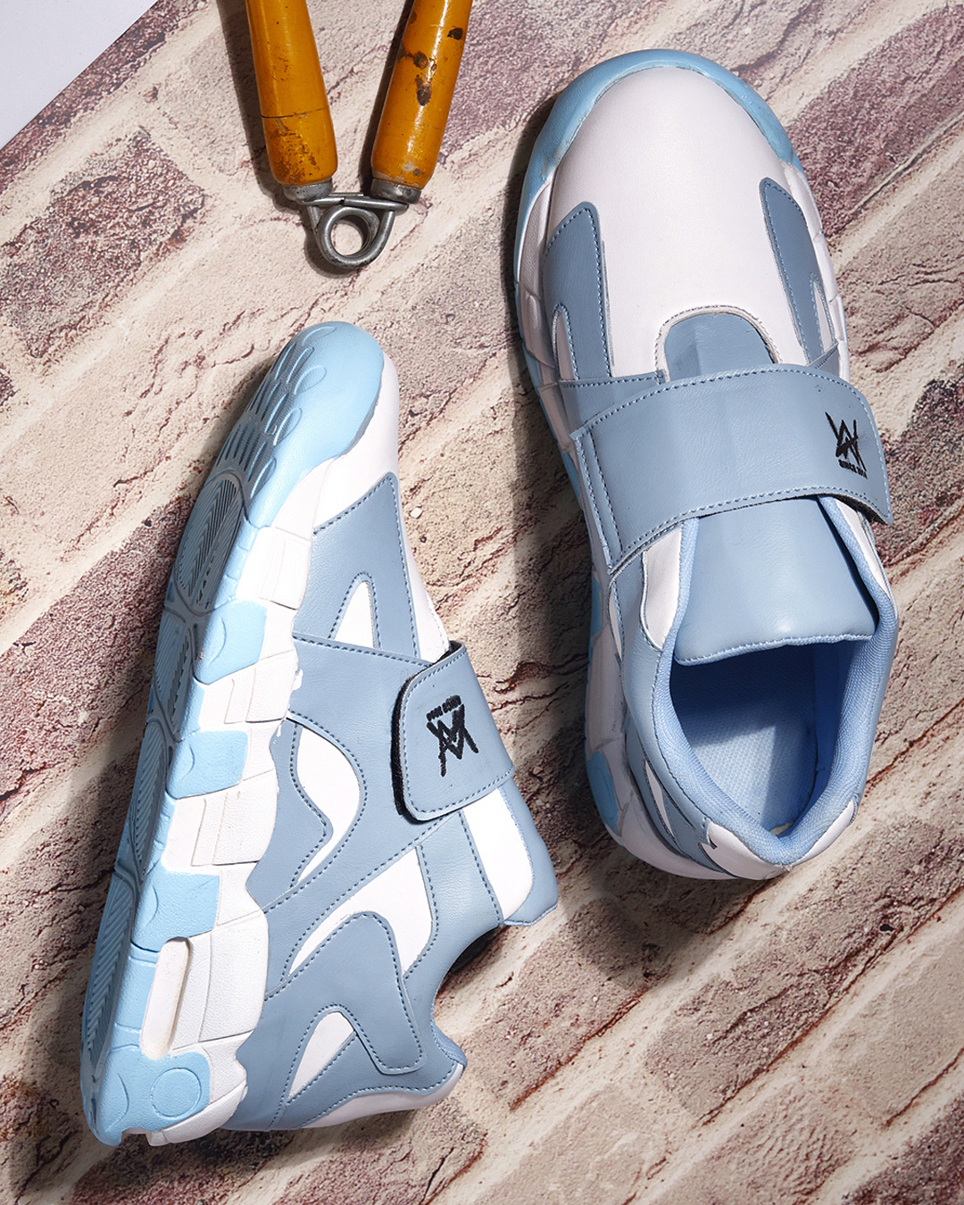 Buy Men's Blue & White Color Block Sneakers Online in India at Bewakoof