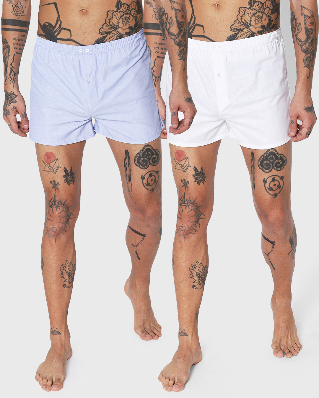 Buy Pack of 2 Men's Blue & White Relaxed Fit Boxer Shorts Online in ...