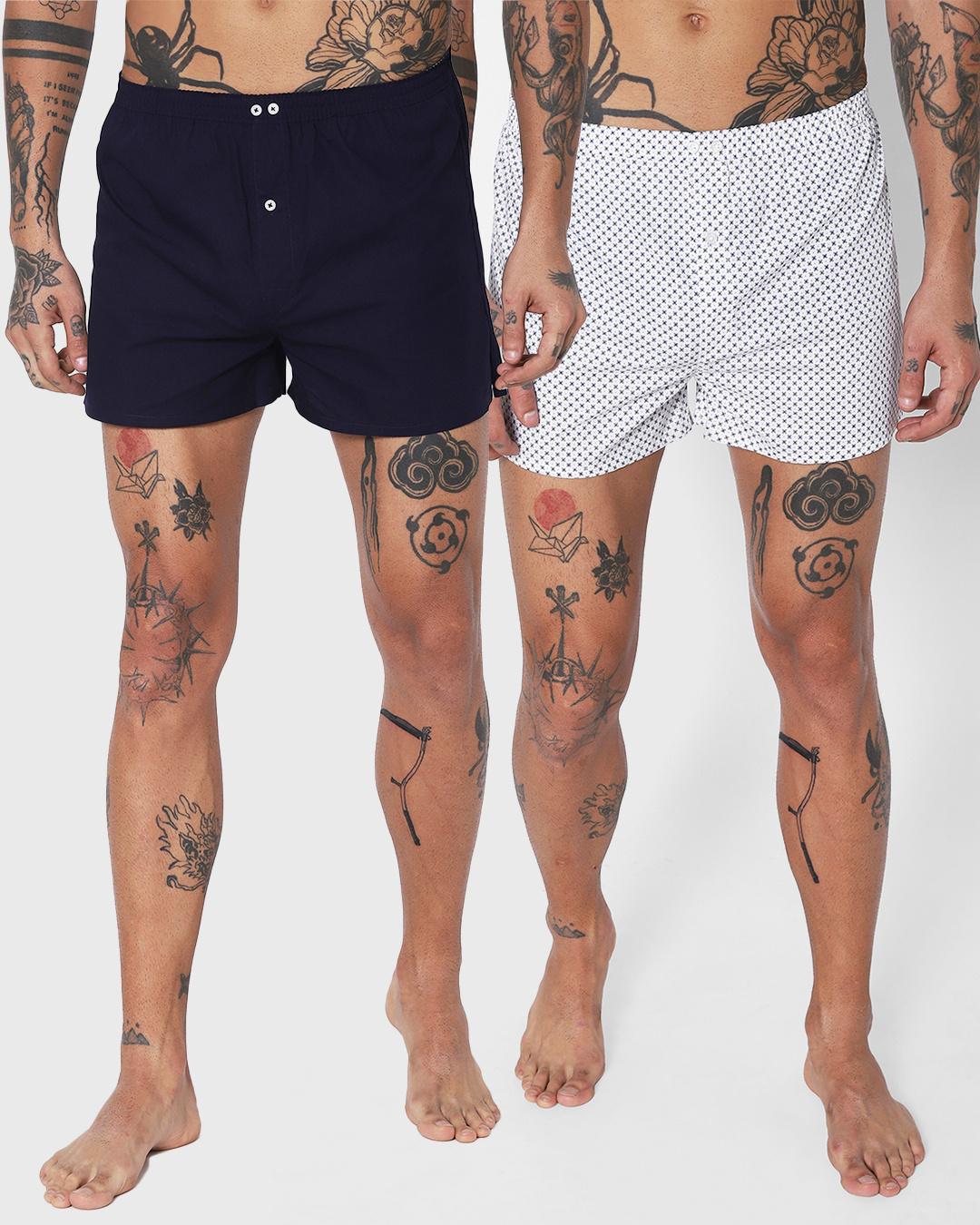Buy Pack of 2 Men's Blue & White Relaxed Fit Boxer Shorts Online in ...