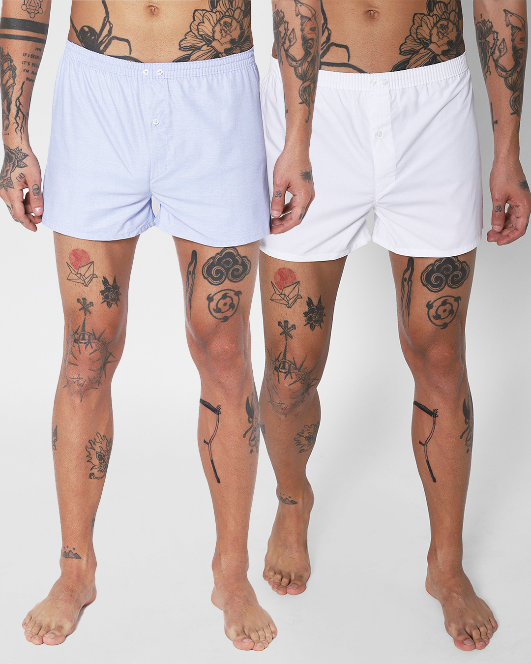 Buy Pack of 2 Men's Blue & White Relaxed Fit Boxer Shorts Online in ...