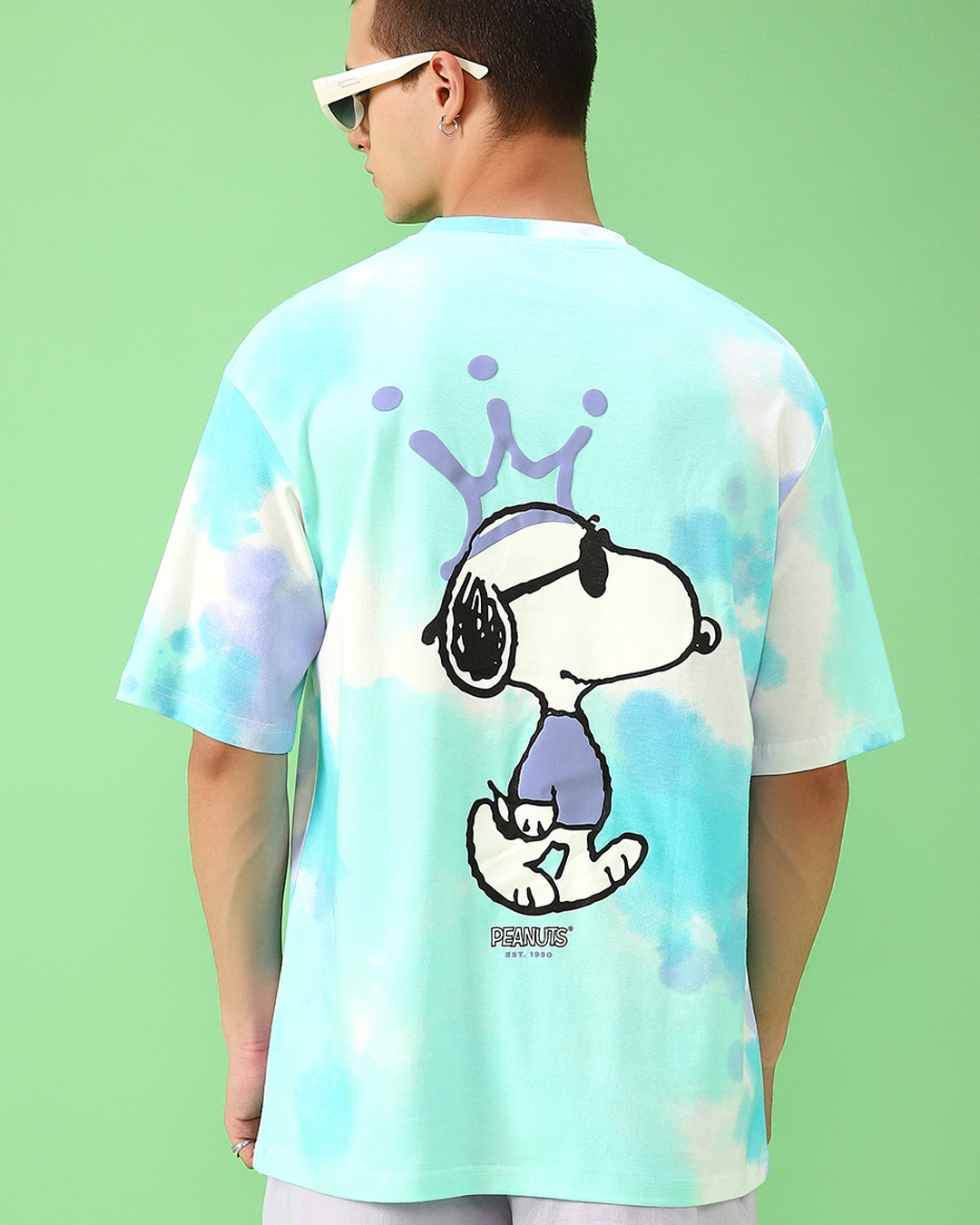 Buy Mens Blue And White Snoopy King Tie And Dye Oversized T Shirt Online