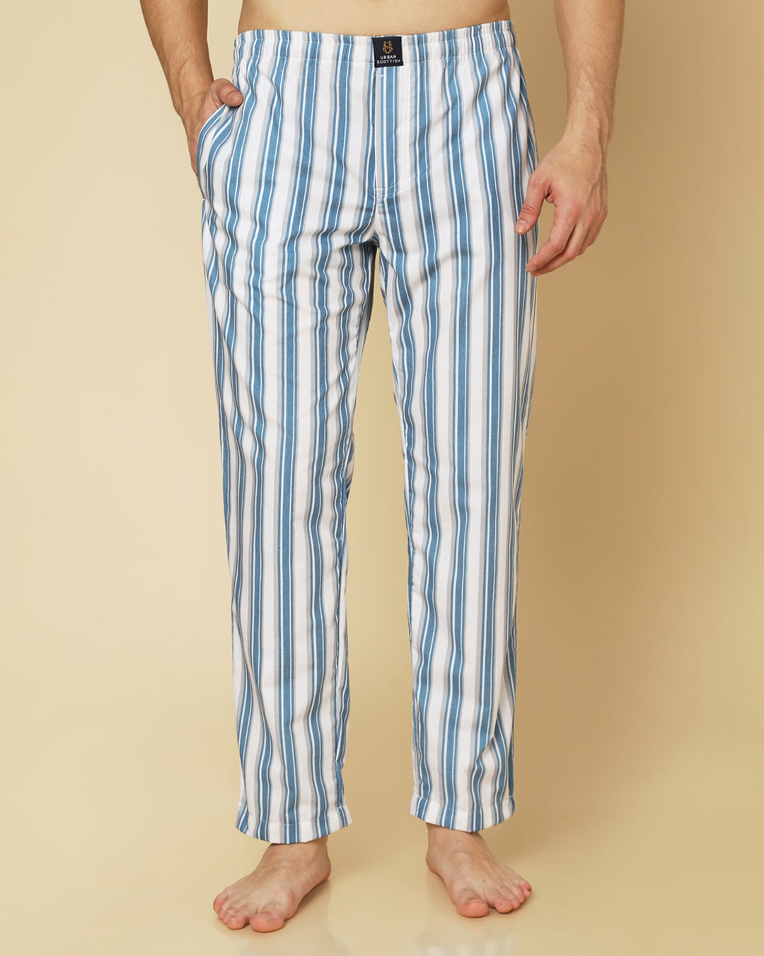 Buy Men's Blue & White Striped Pyjamas Online in India at Bewakoof