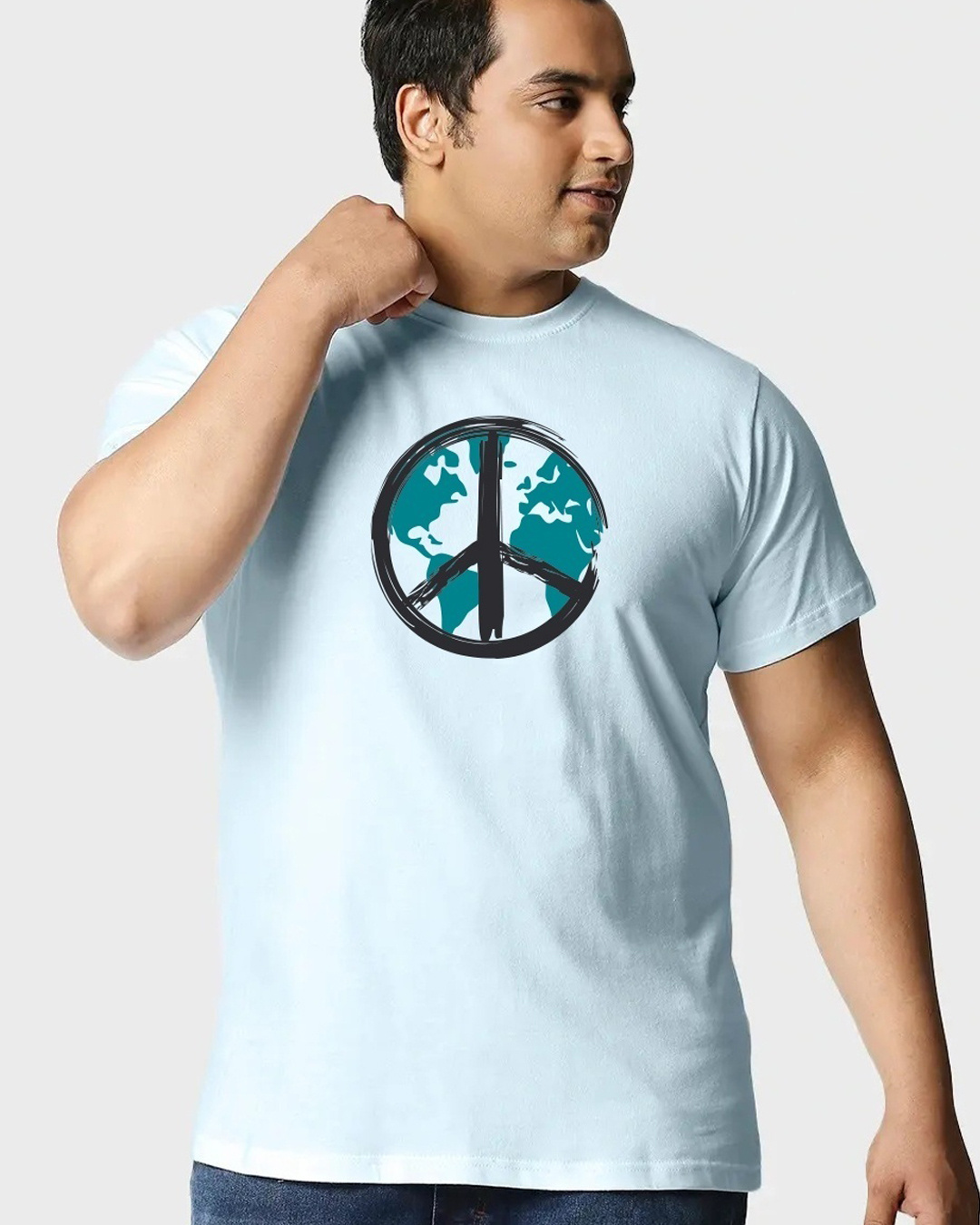 Buy Men's Blue World Peace Graphic Printed Plus Size T-shirt Online at Bewakoof