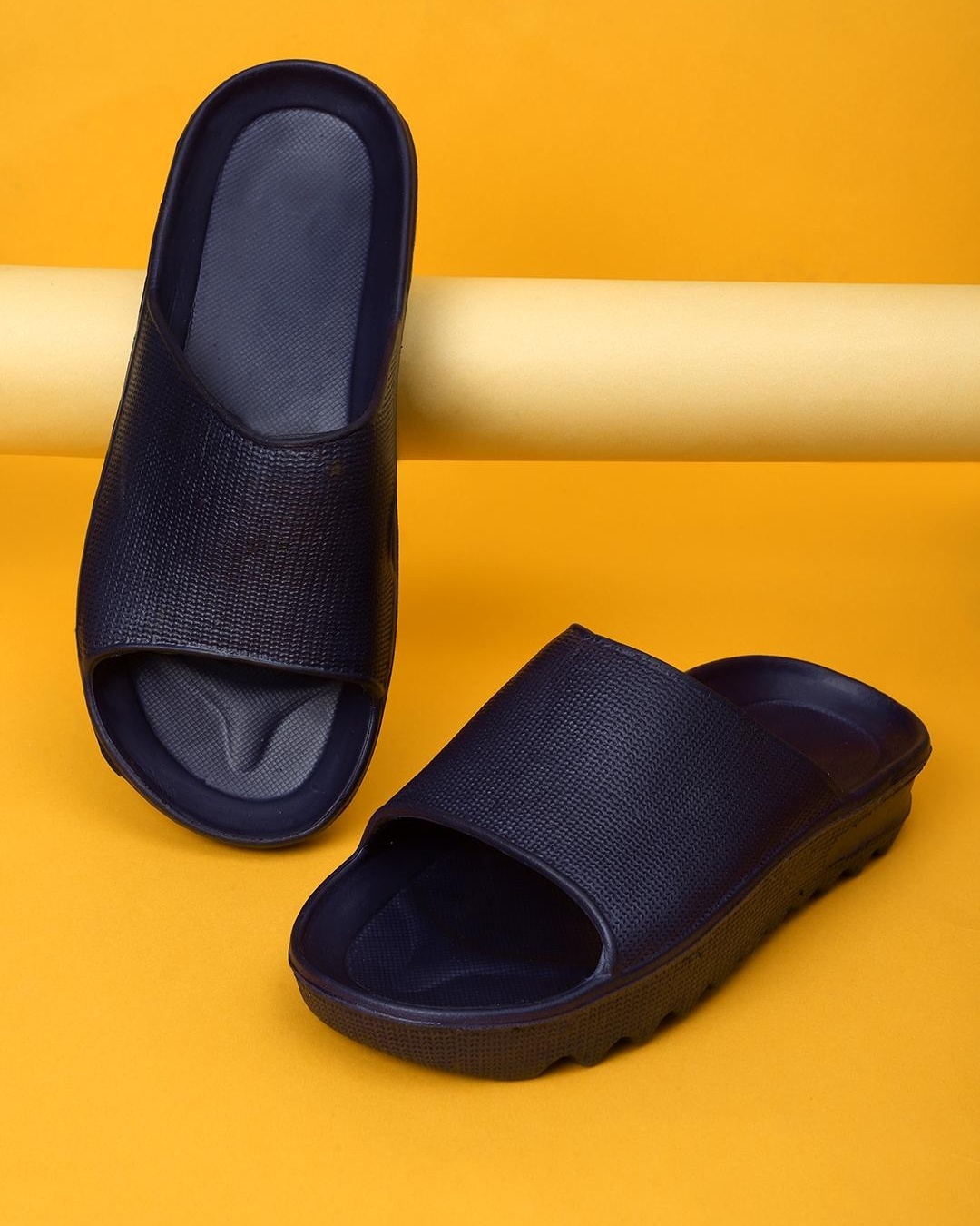 Buy Men's Blue Zig Zag Sliders Online in India at Bewakoof