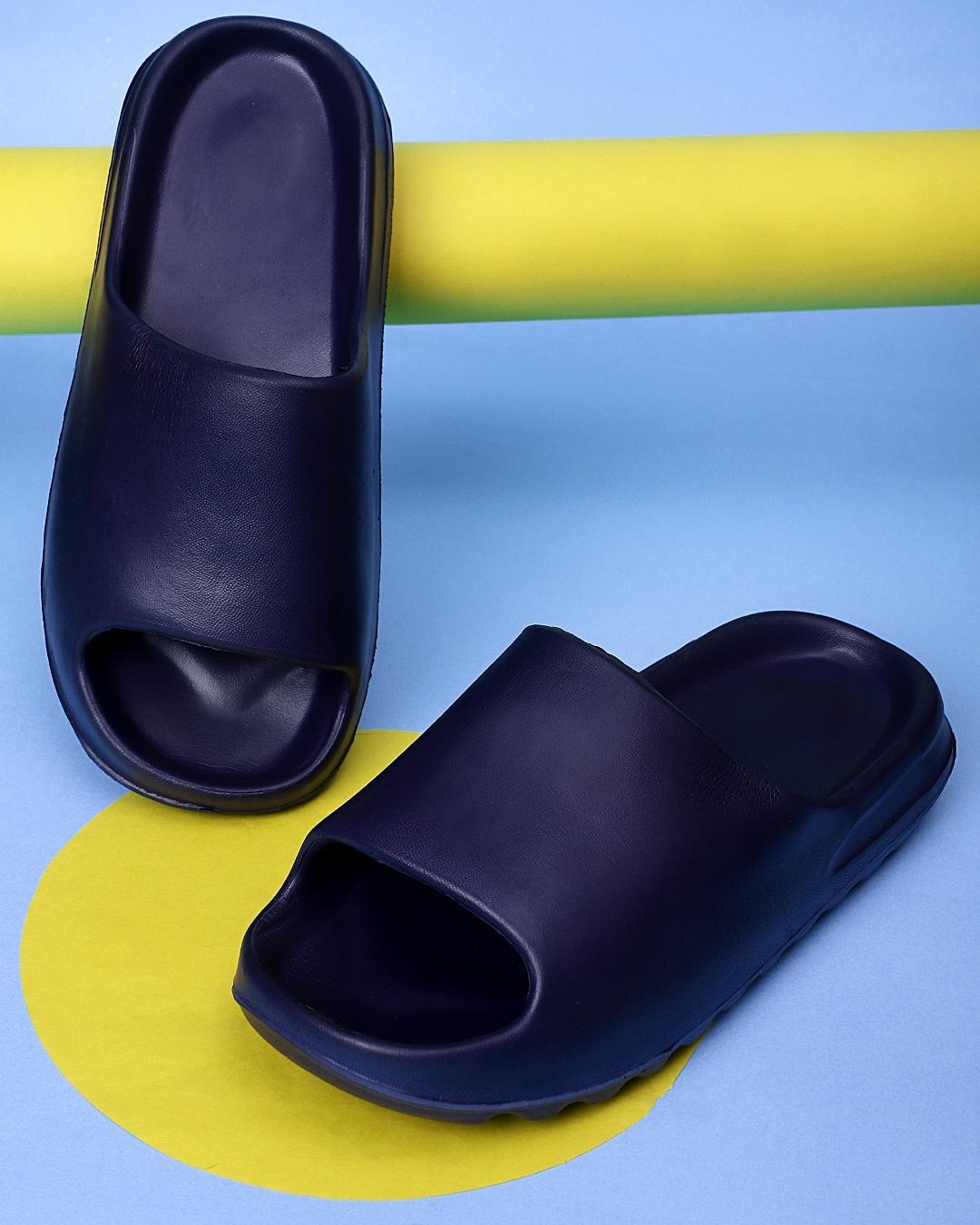 Buy Men's Blue Zig Zag Sliders Online in India at Bewakoof