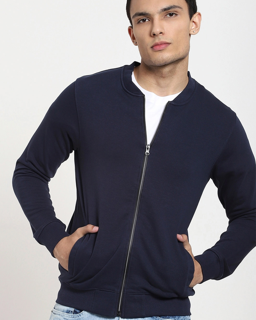 Buy Men's Blue Zipper Sweatshirt Online at Bewakoof