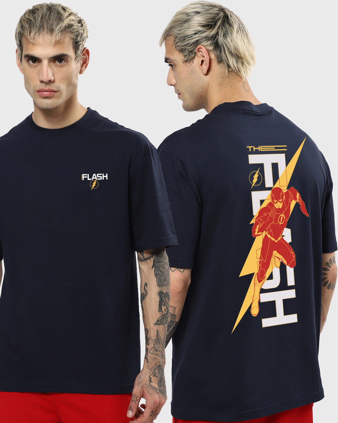 Buy Men's Blue The Flash Graphic Printed Oversized T-shirt Online at ...