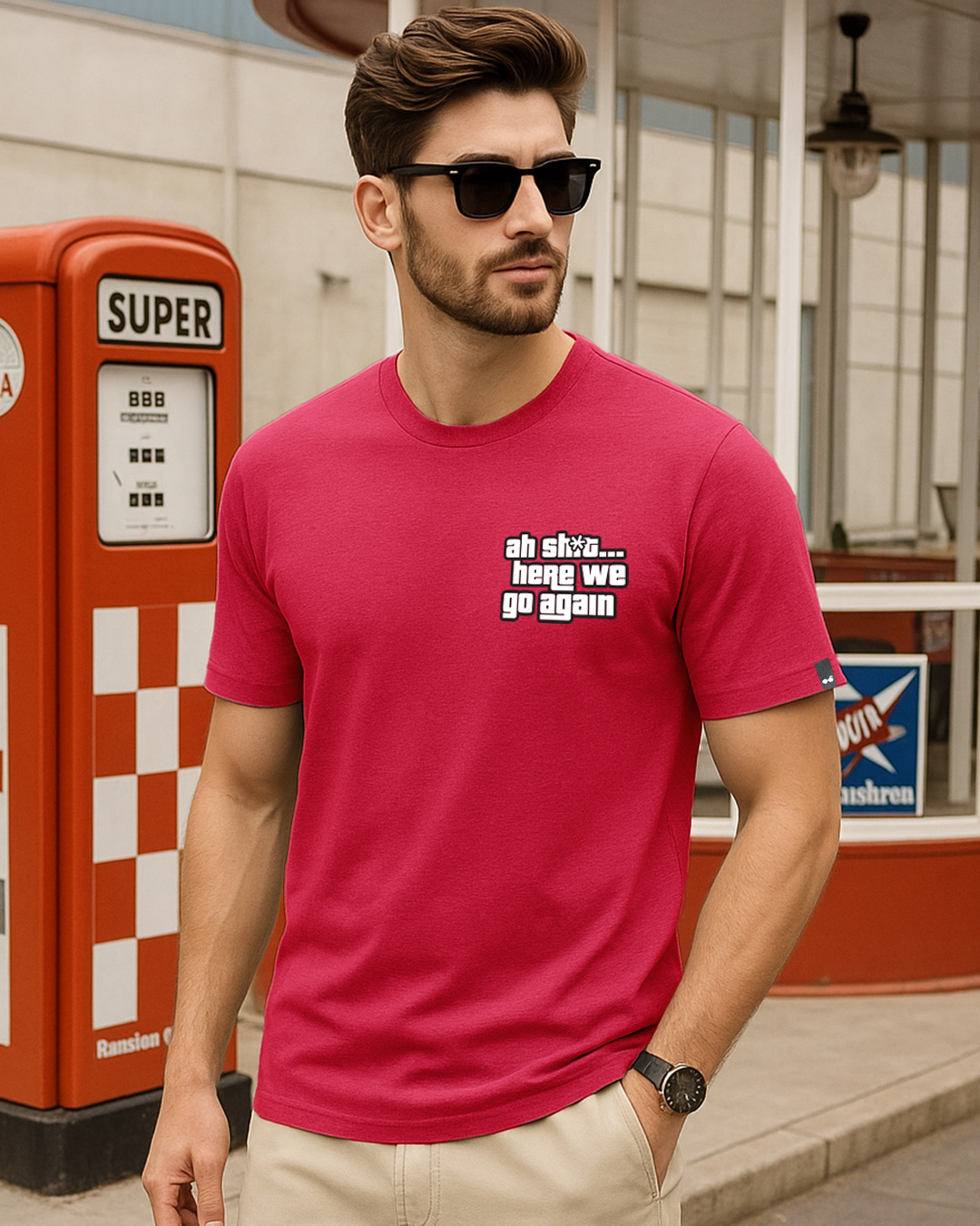 Buy Men's Bold Red Ah Shit Typography T-shirt Online at Bewakoof