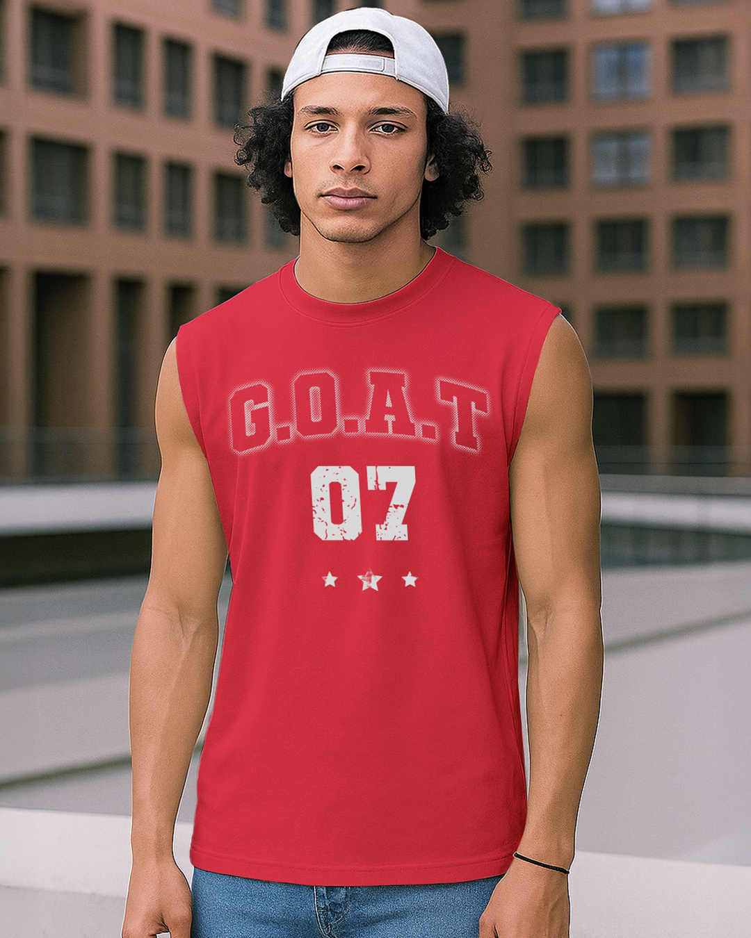 Buy Men's Bold Red Goat 07 Typography Boxy Fit Vest Online at Bewakoof