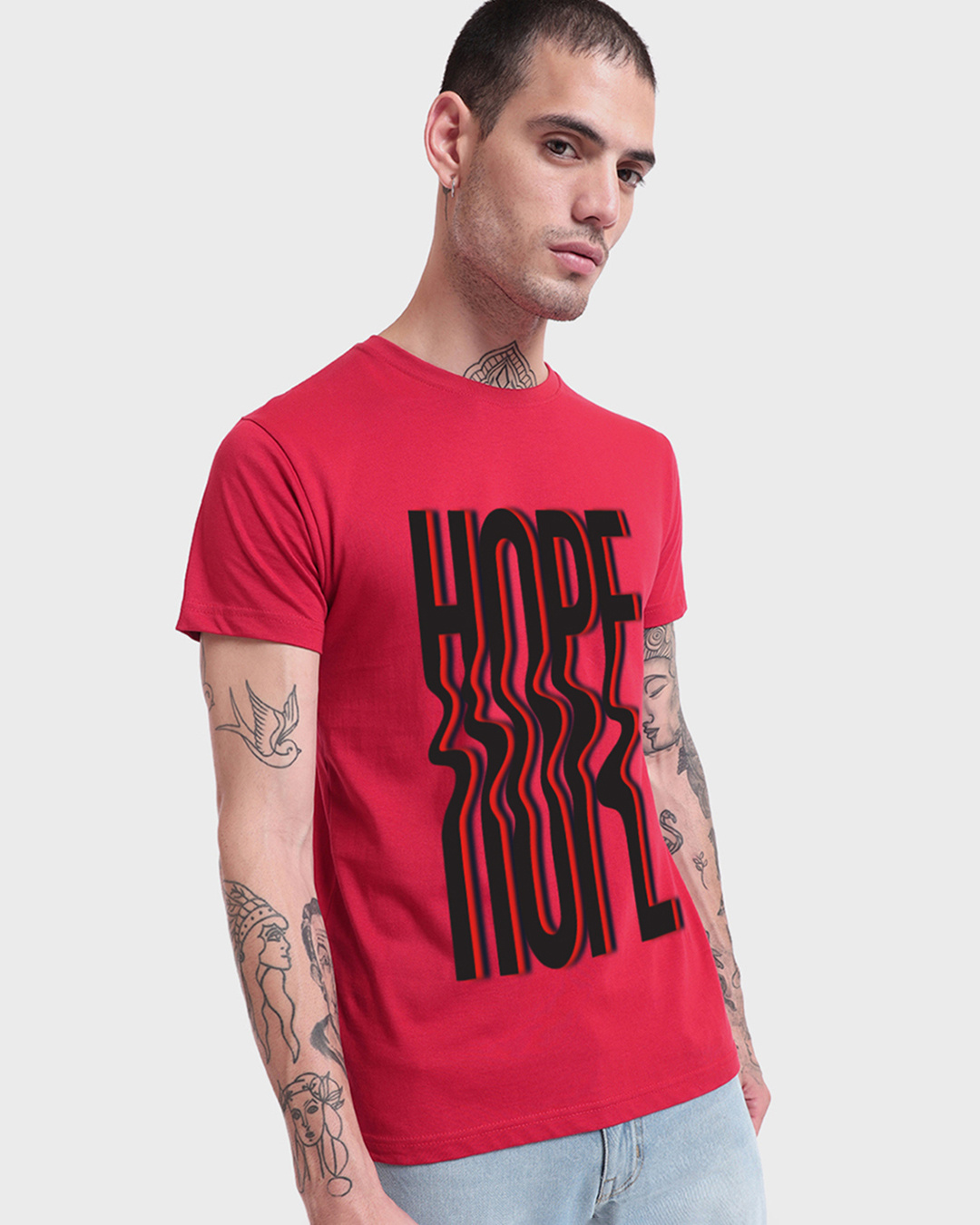 Buy Men's Bold Red Hope Graphic Printed T-shirt Online at Bewakoof