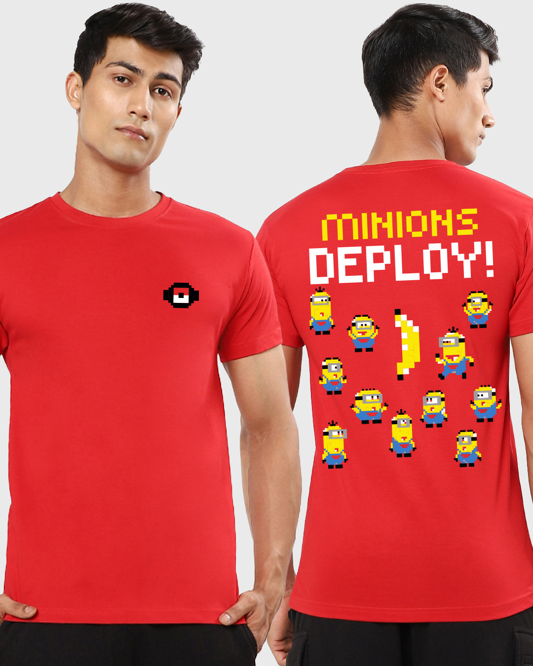 Buy Men's Bold Red Minions Deploy Graphic Printed T-shirt Online at ...