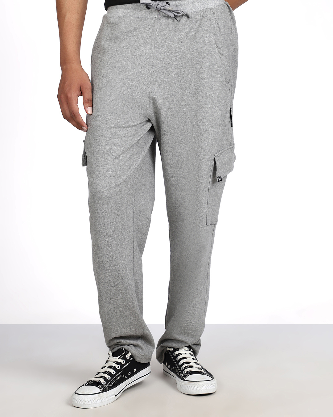 Buy Men's Bright Grey Loose Comfort Fit Cargo Track Pants Online at ...