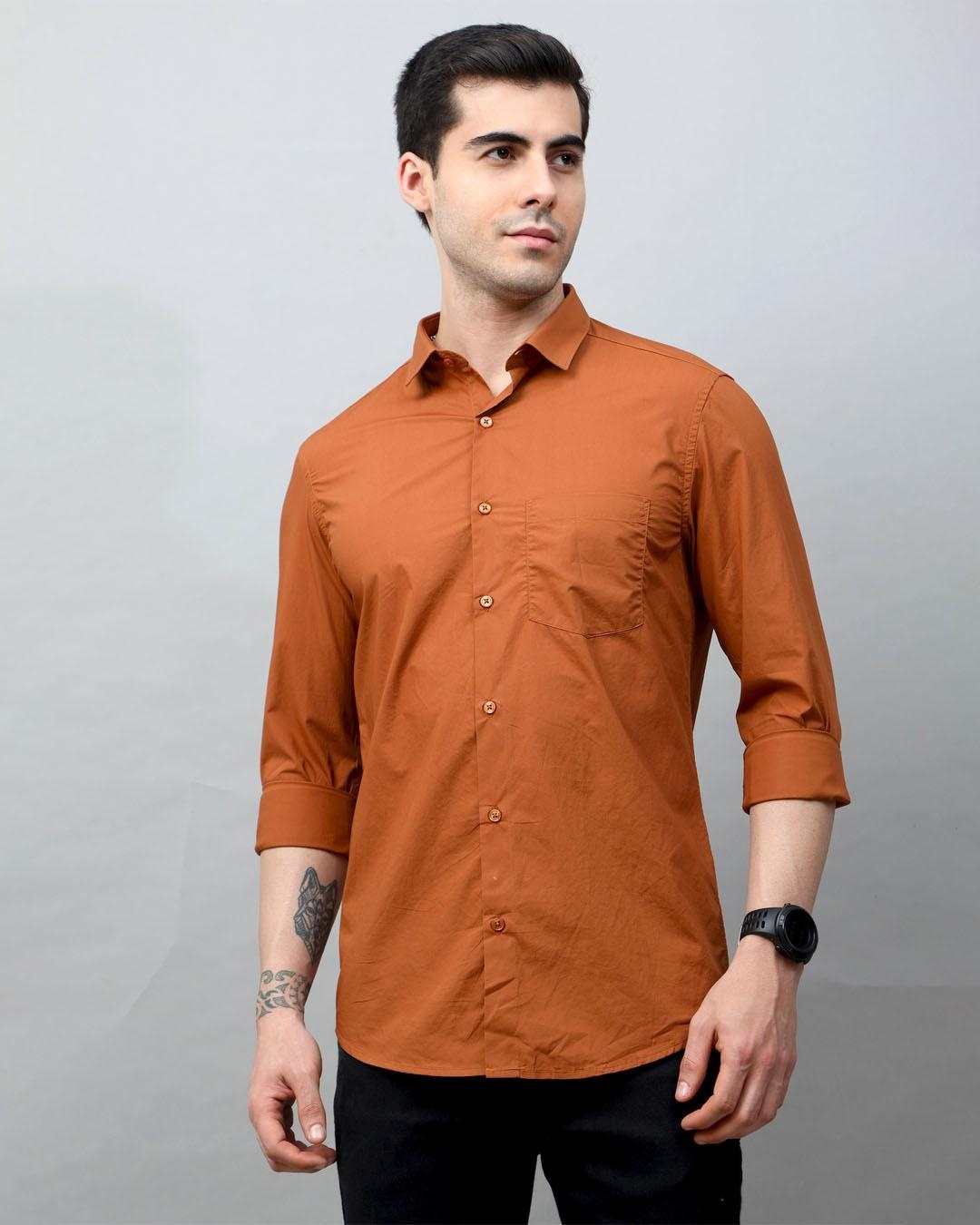 Buy Men's Brown Slim Fit Shirt Online at Bewakoof