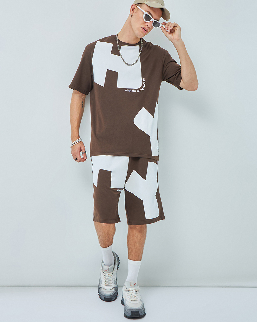Buy Mens Brown All Over Printed Oversized Plus Size Co Ordinates