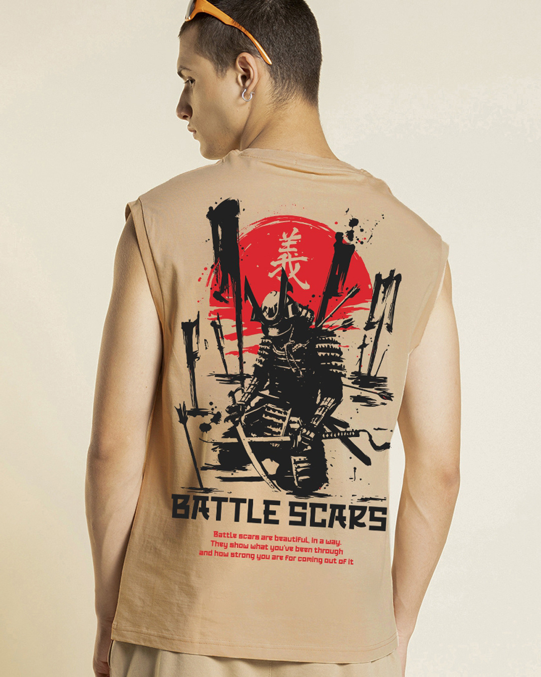 Buy Men's Brown Battle Scars Graphic Printed Boxy Fit Vest Online at ...