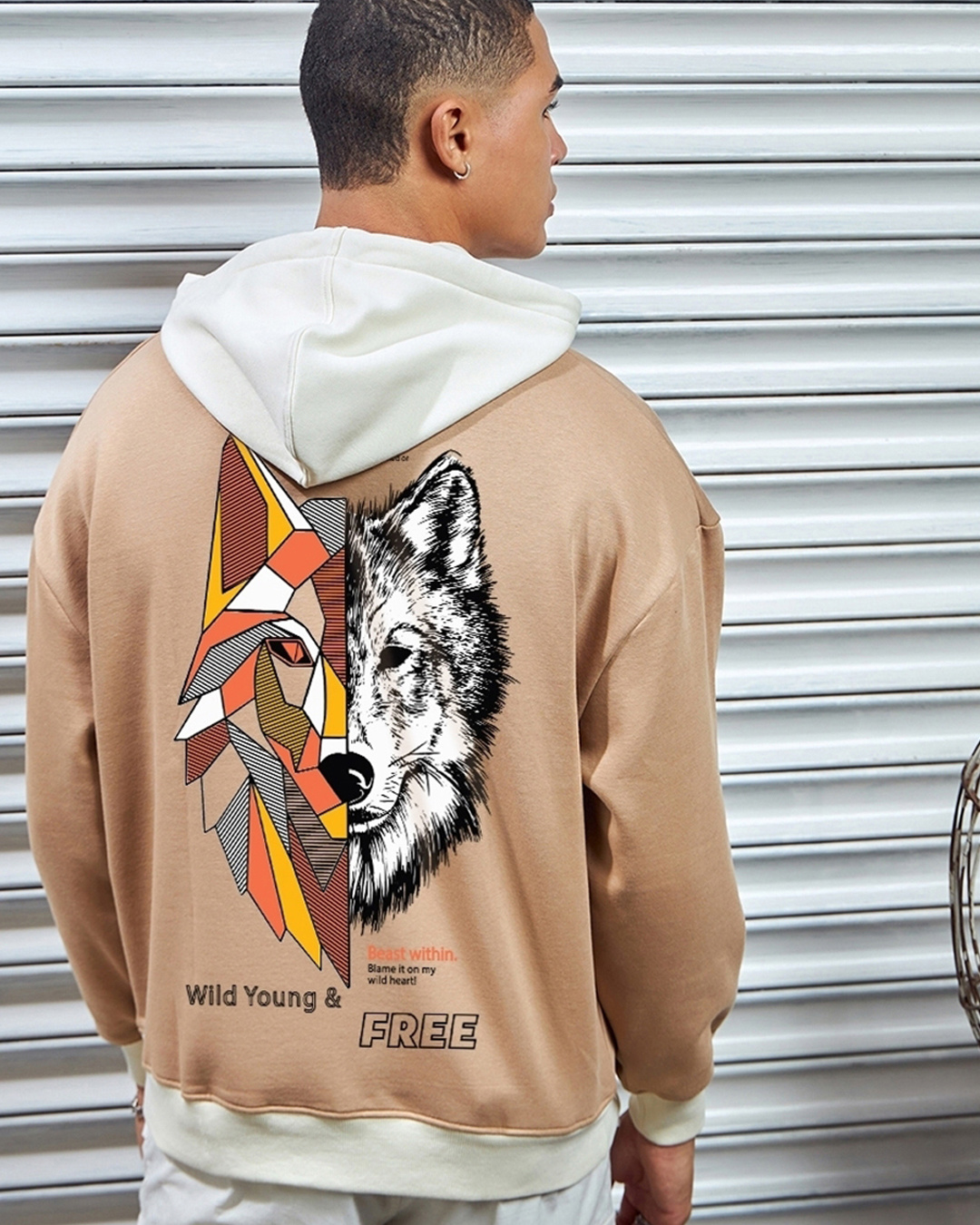 Buy Men's Brown Beast Within Graphic Printed Oversized Hoodies Online ...