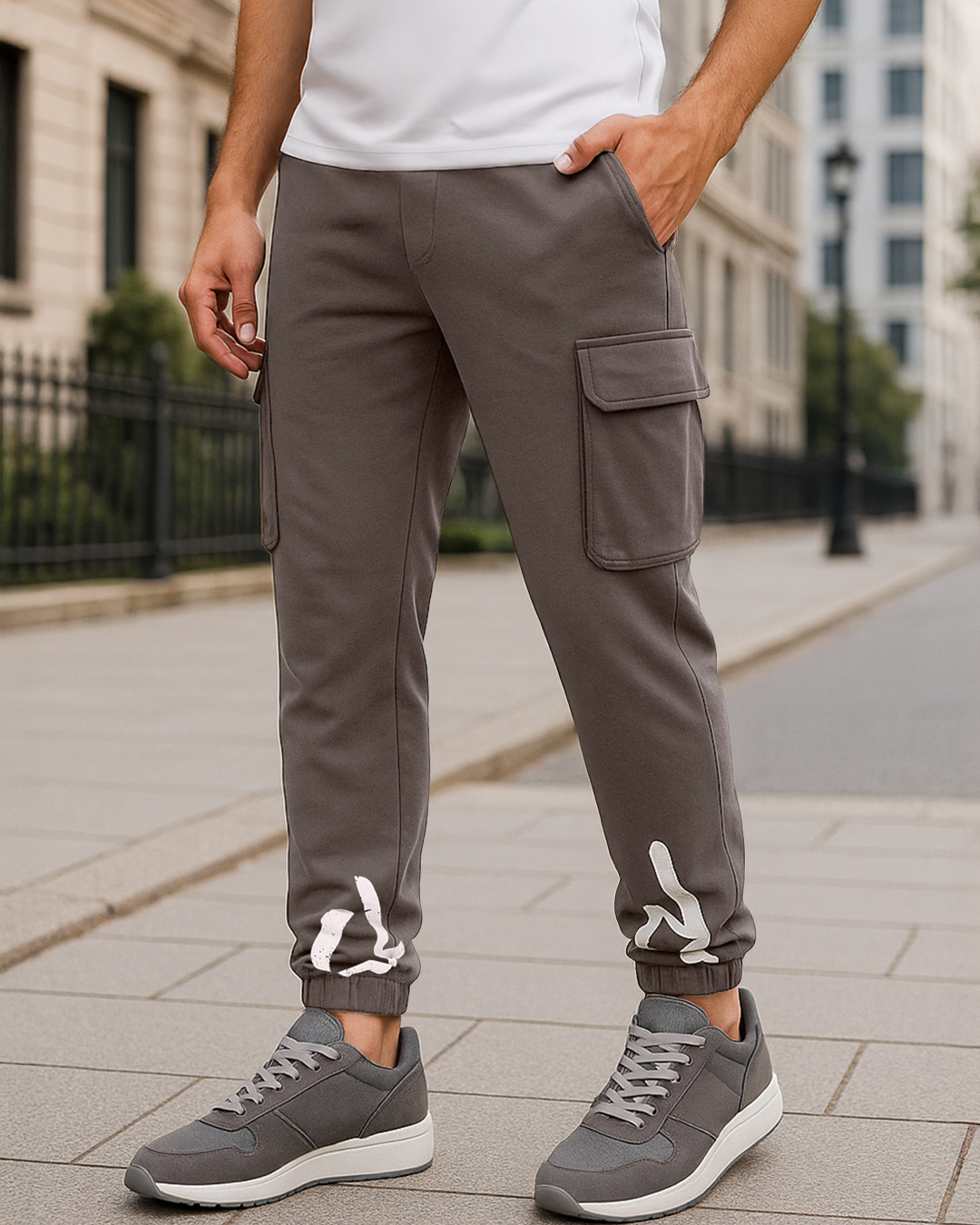 Buy Men's Brown Chaos Typography Cargo Joggers Online at Bewakoof