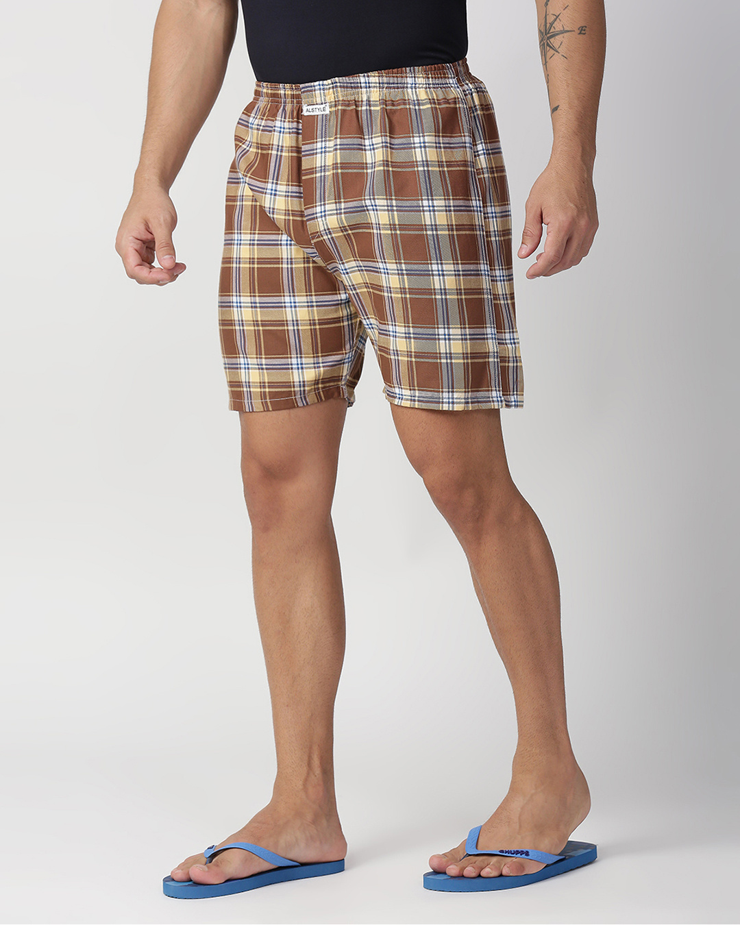 Buy Men's Brown Checked Boxers Online in India at Bewakoof