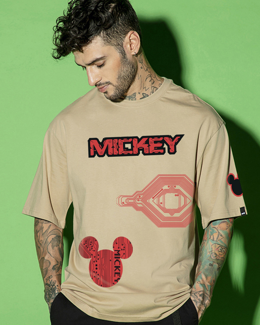 Buy Men's Brown Cyber Mickey Graphic Printed Oversized T-shirt Online ...