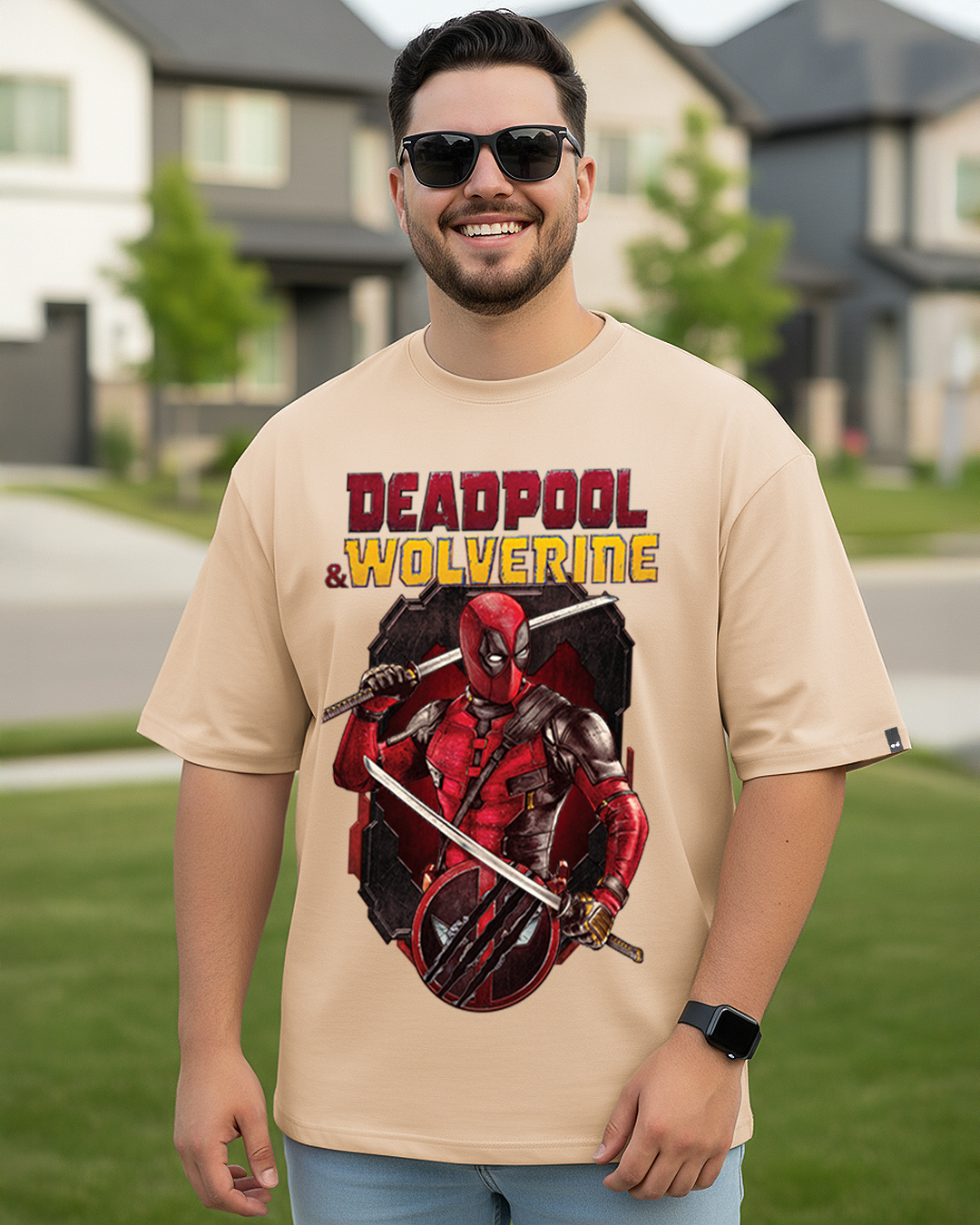 Buy Men's Brown Deadpool Graphic Printed Oversized Plus Size T-shirt ...