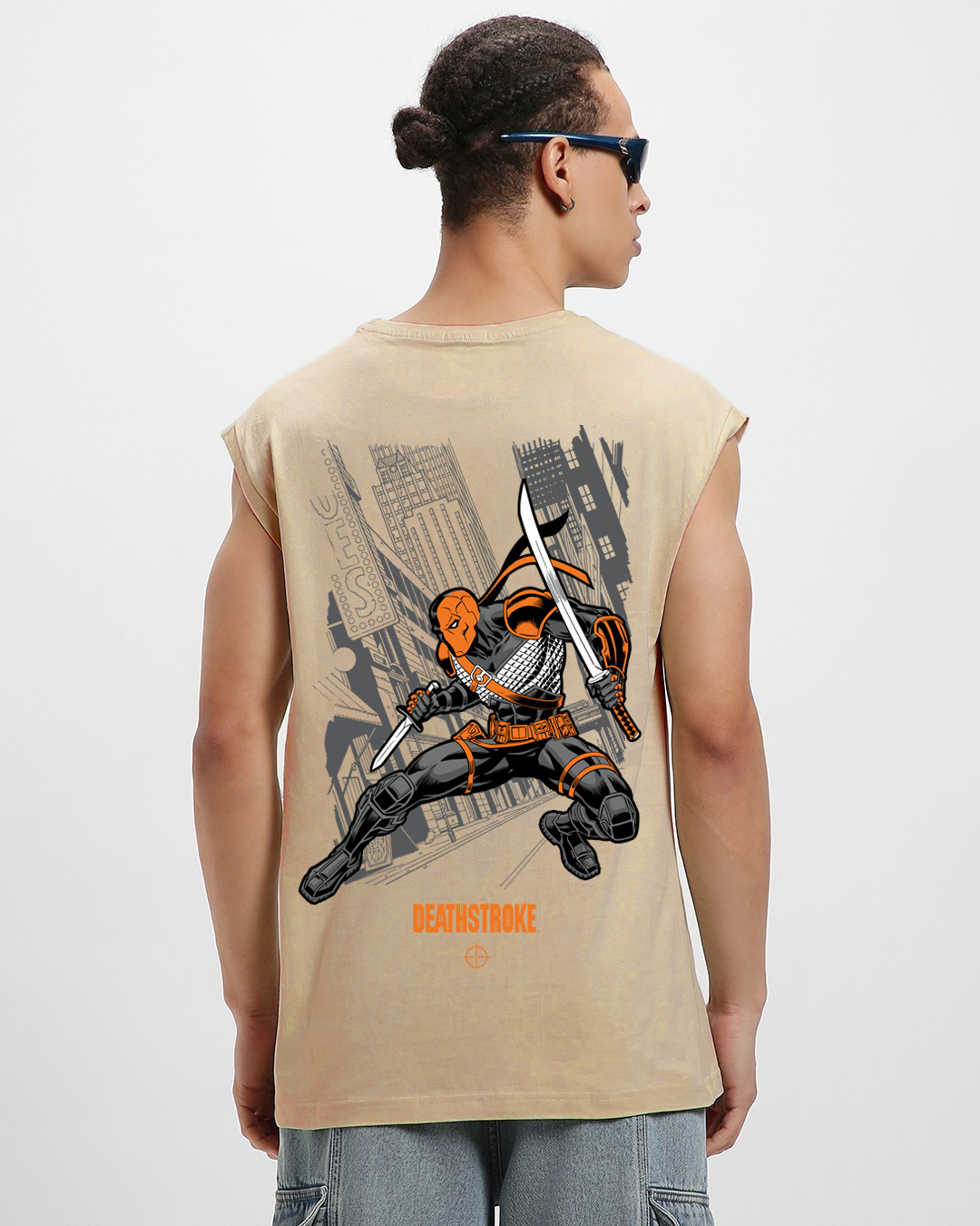 Buy Men's Brown Deathstroke Graphic Printed Boxy Fit Vest Online at ...