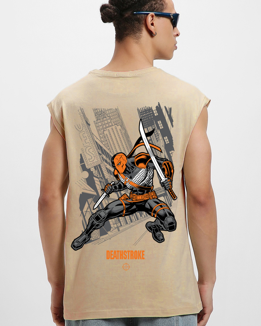Buy Men's Brown Deathstroke Graphic Printed Boxy Fit Vest Online at ...