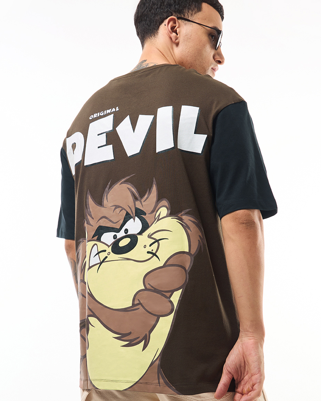 Buy Men's Brown Devil Graphic Printed Oversized T-shirt Online at Bewakoof