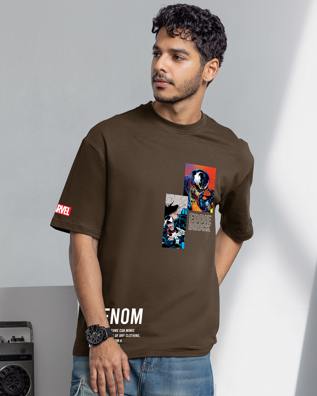 Buy Men's Brown Eddie Brock Graphic Printed Oversized T-shirt Online at ...