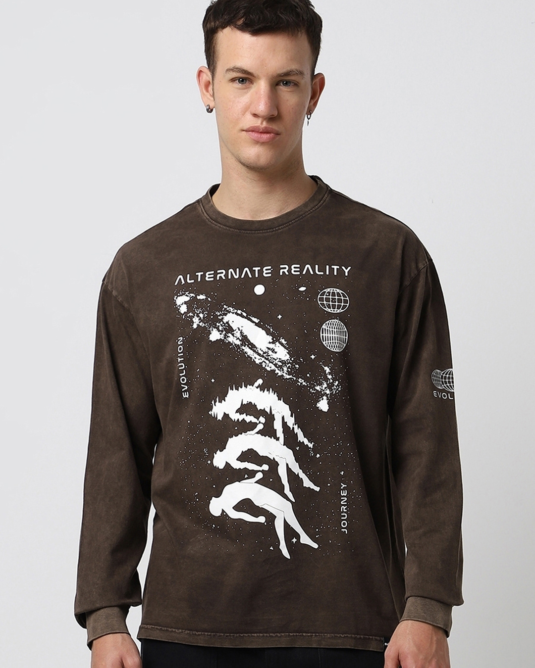 Buy Men's Brown Evolution Graphic Printed Oversized T-shirt Online at ...
