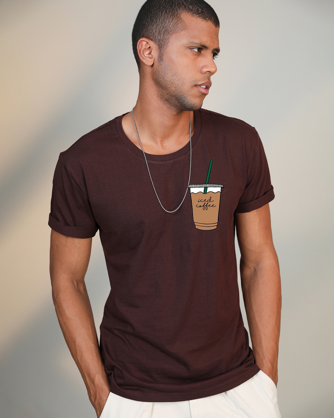 Buy Men's Brown Iced Coffee Graphic Printed T-shirt Online at Bewakoof