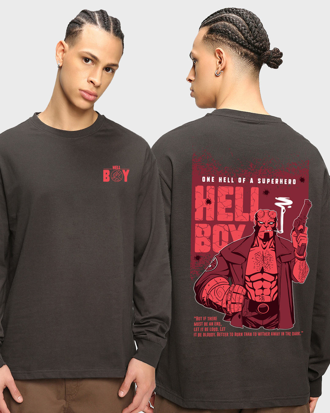 Buy Men's Brown Hell Boy Graphic Printed Oversized T-shirt Online at ...